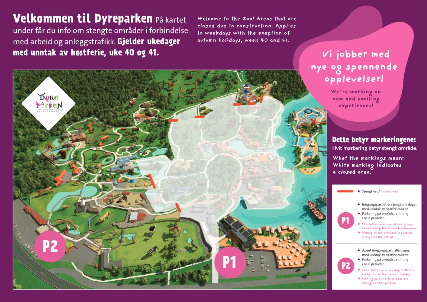 Hvilke områder i Dyreparken er åpne? | Dyreparken